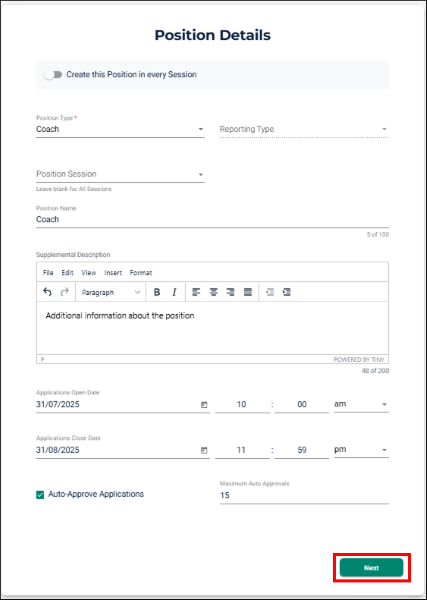 How to Create a Position for My Meet – Swimming Australia Online ...